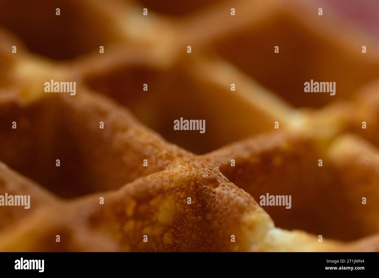 A closeup portrait of the squares of a delicious tasty belgian waffle ...