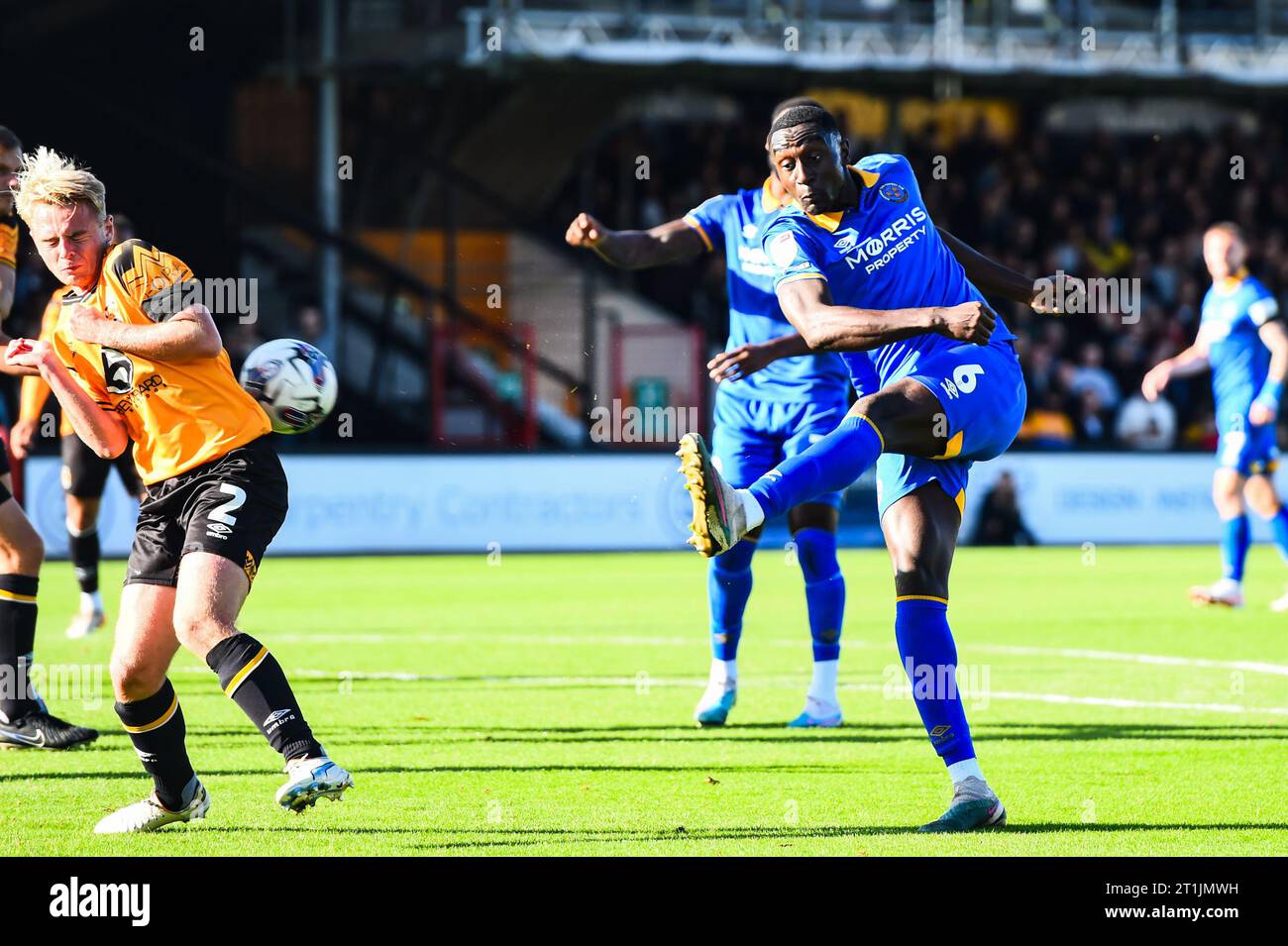 Jason Sraha (6 Shrewsbury Town) shoots during the Sky Bet League 1 ...