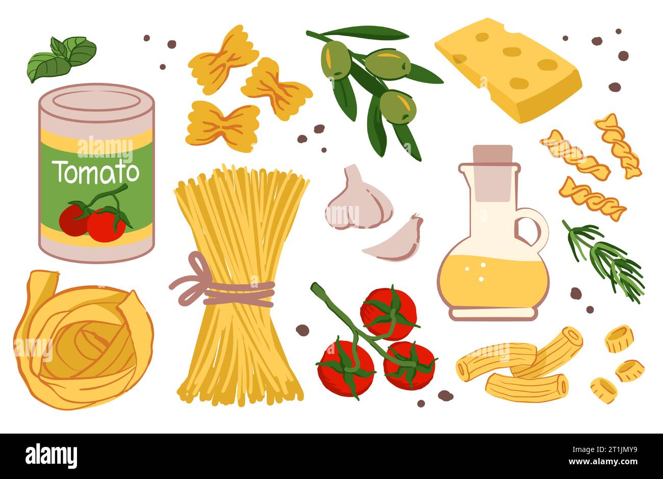 Tomato macaroni basil Stock Vector Images - Alamy