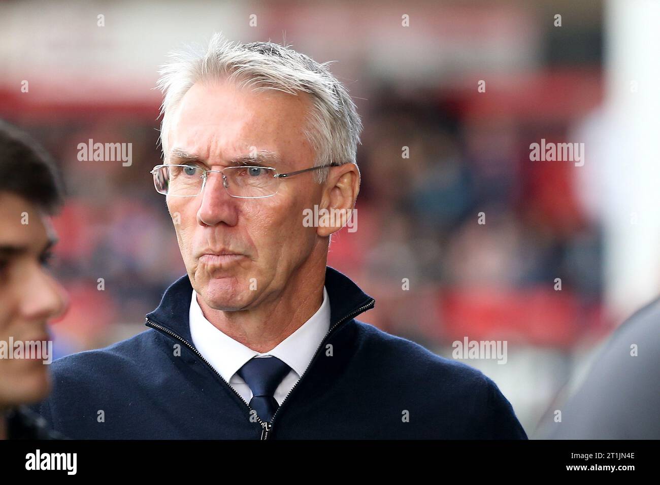 Crewe, UK. 14th Oct, 2023. Nigel Adkins, the Manager of Tranmere Rovers ...