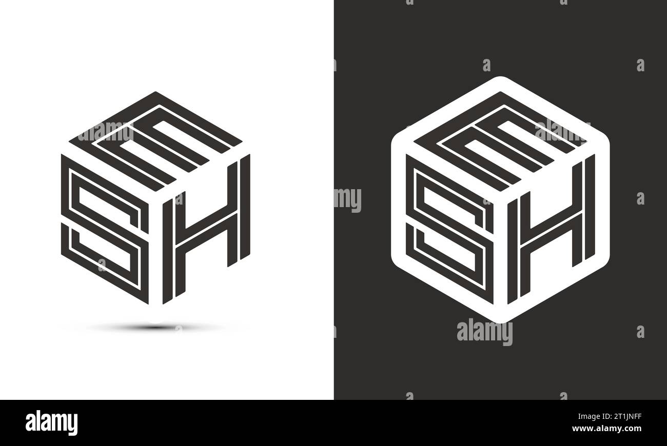 ESH letter logo design with illustrator cube logo, vector logo modern ...