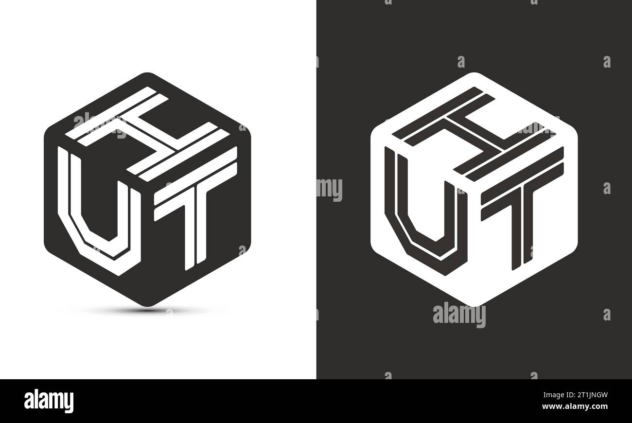 HUT letter logo design with illustrator cube logo, vector logo modern ...