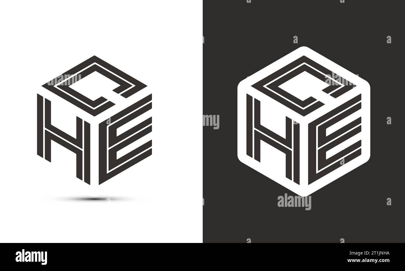CHE letter logo design with illustrator cube logo, vector logo modern ...