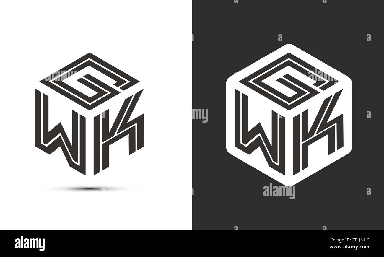 GWK letter logo design with illustrator cube logo, vector logo modern ...
