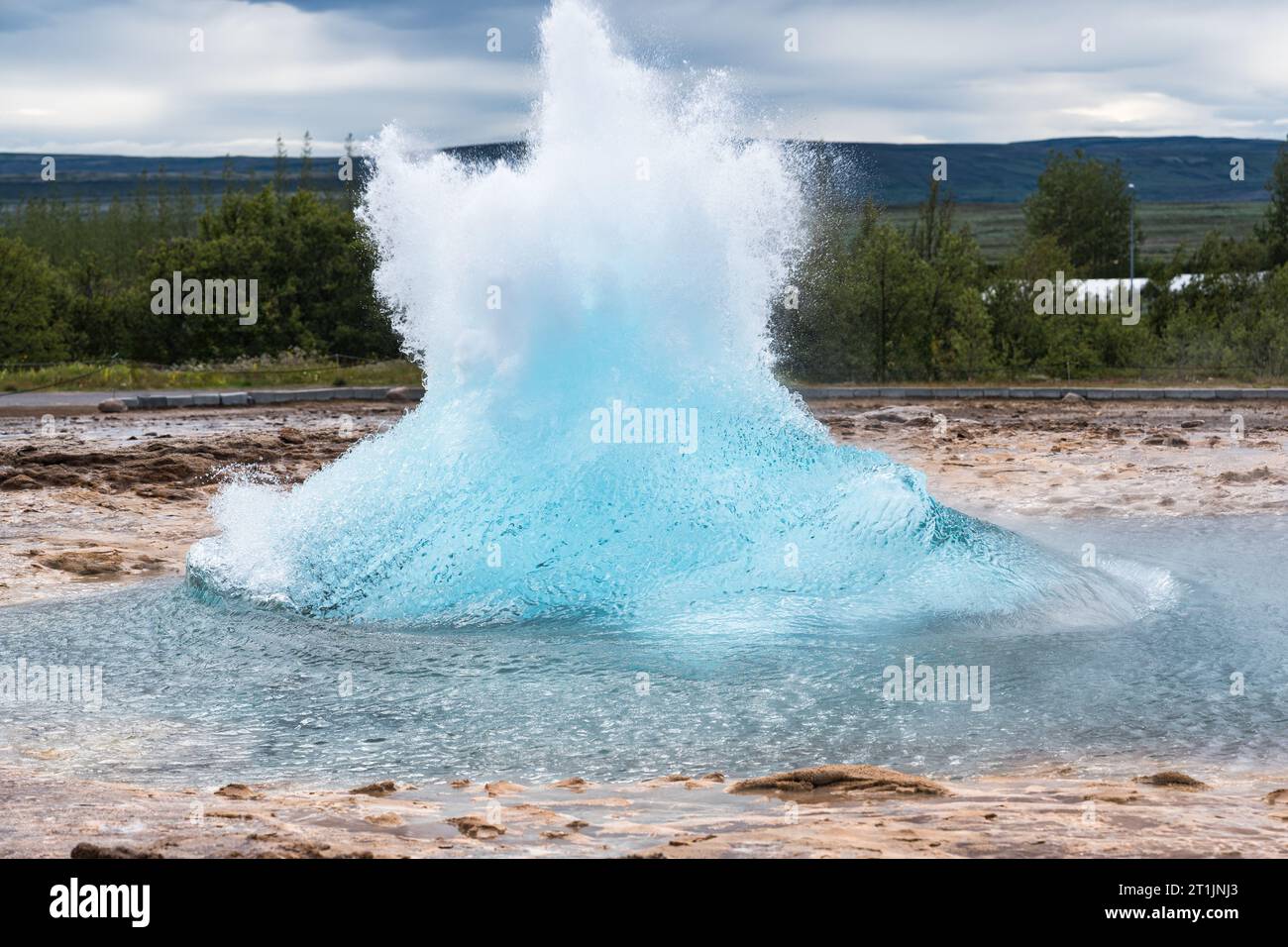 Geological phenomenon of Strokkur Geyser eruption, natural hot spring ...