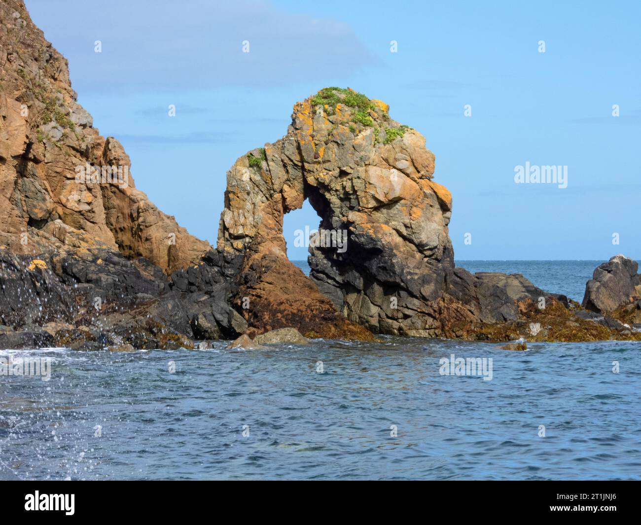 Les Fontaines Bay on the north east coast of the island of Sark has two ...