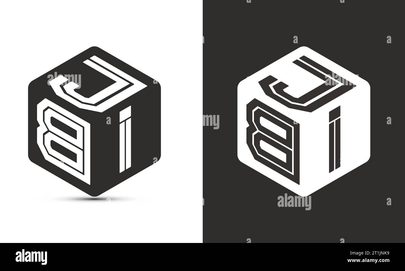 JBI letter logo design with illustrator cube logo, vector logo modern ...