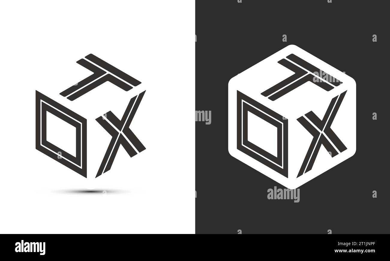 TOX letter logo design with illustrator cube logo, vector logo modern ...
