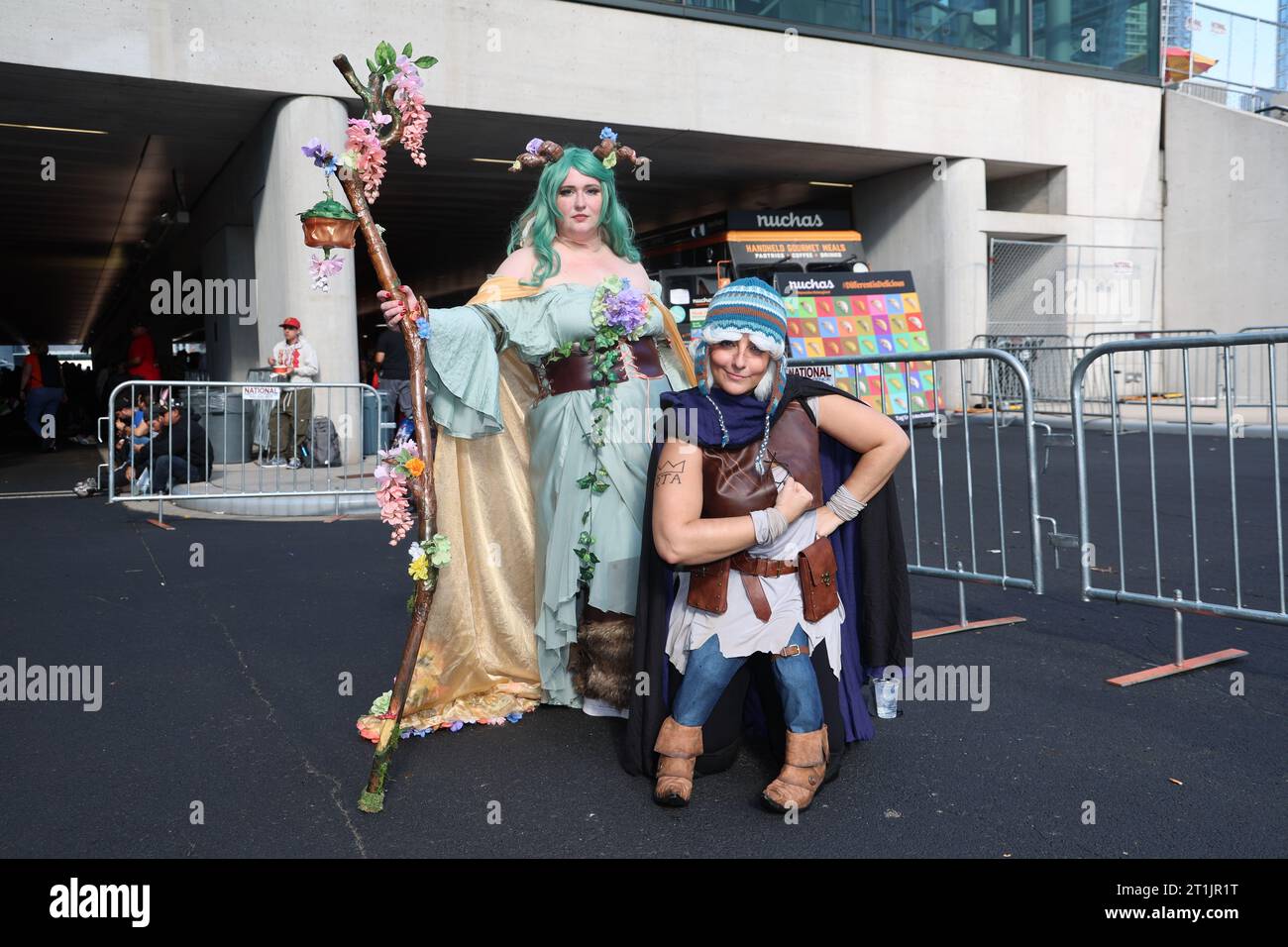 New York City, United States. 12th Oct, 2023. Two cosplayers dressed as ...