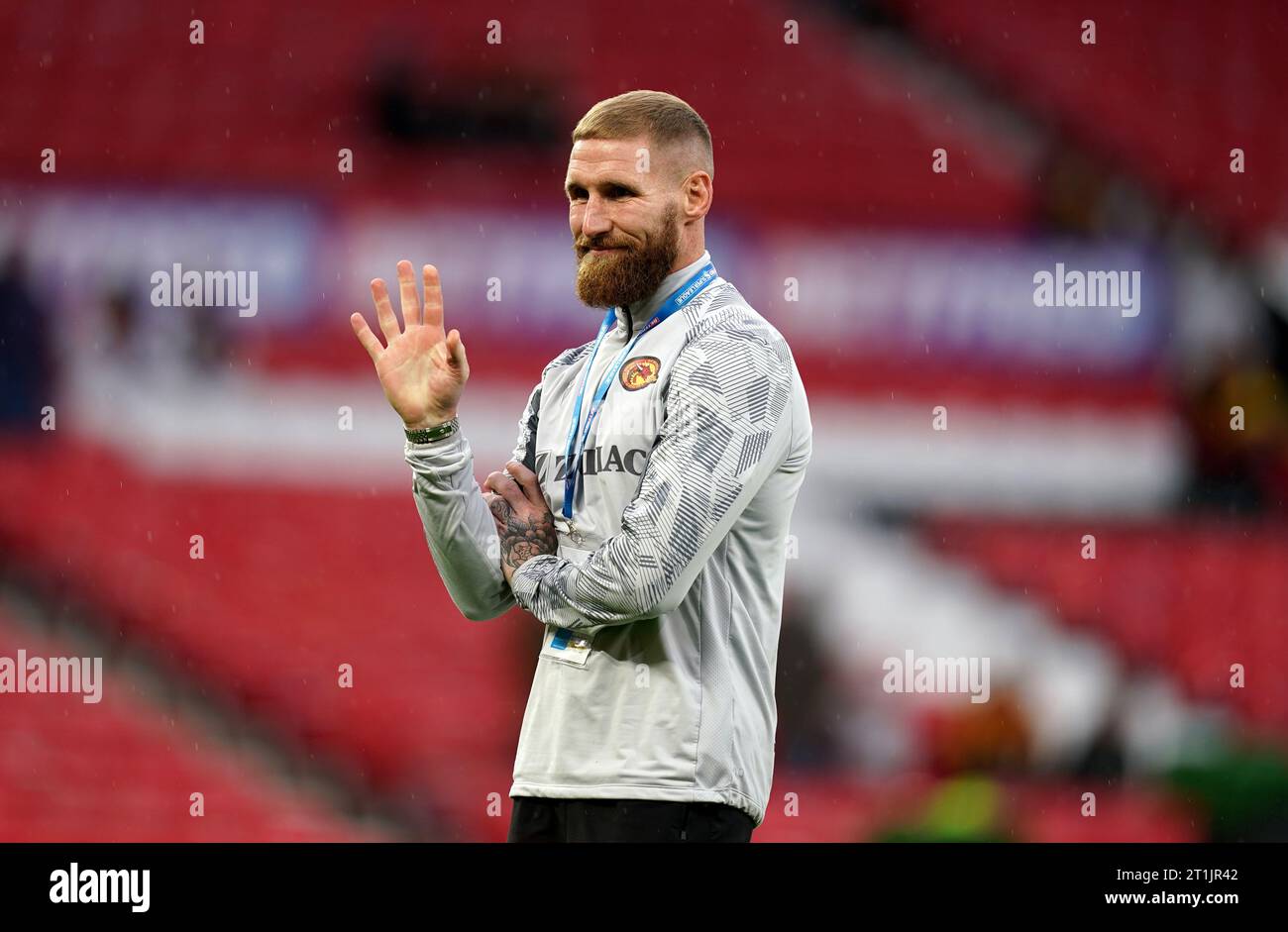 Catalans Dragons' Sam Tomkins walks the pitch prior to the Betfred ...