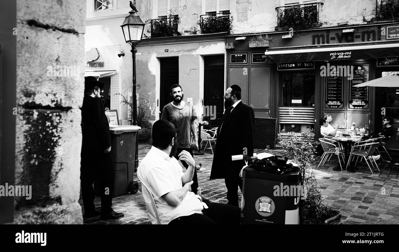 Meeting of Jewish leaders in the streets of le Marais, Paris, France ...