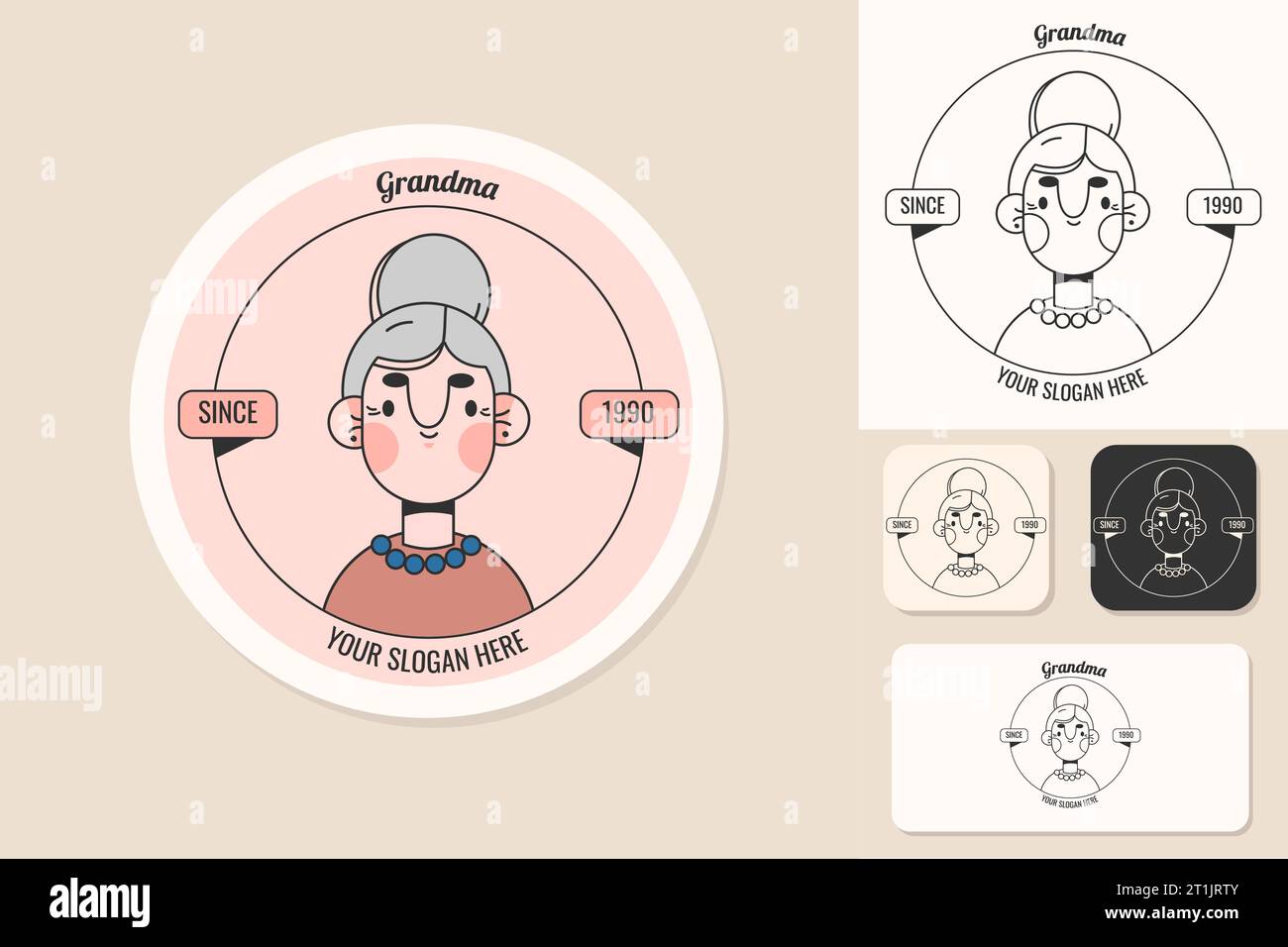 Set logos of senior elderly woman isolated Stock Vector Image & Art - Alamy