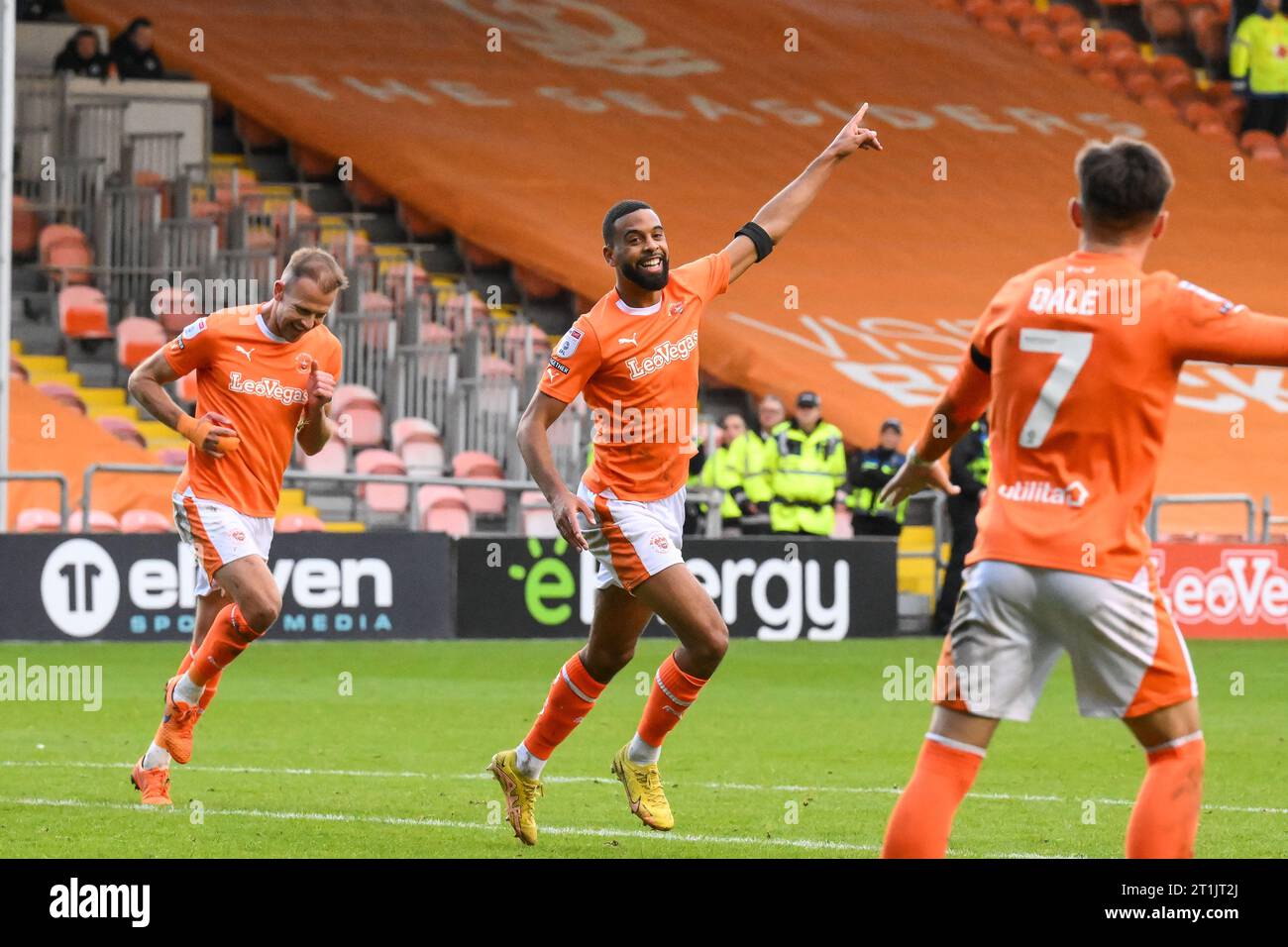 CJ Hamilton #22 of Blackpool celebrates his goal to make it 3-0 during ...