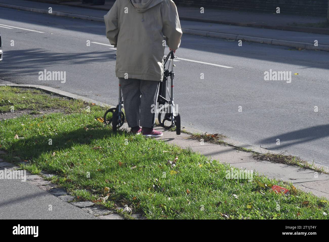 Copenhagen, Denmark /14 October. 2023/.Senio citizen with walker in ...