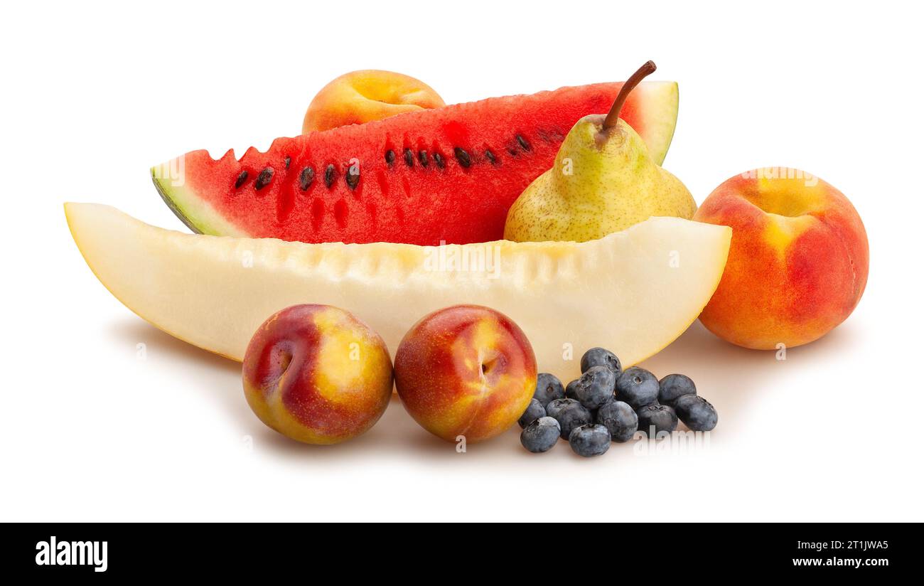 fruit mix path isolated on white Stock Photo - Alamy