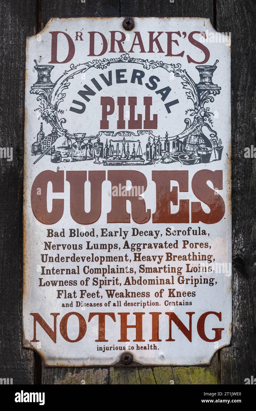 Vintage enamel sign advertising Dr Drakes Universal Pill Cures (a long ...