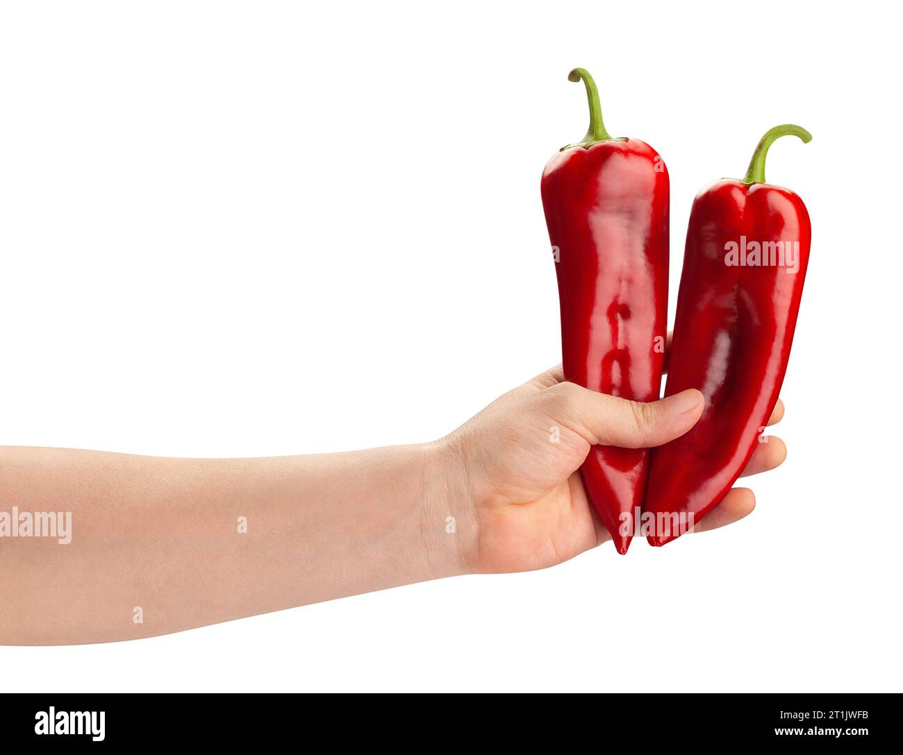long pepper in hand path isolated on white Stock Photo - Alamy