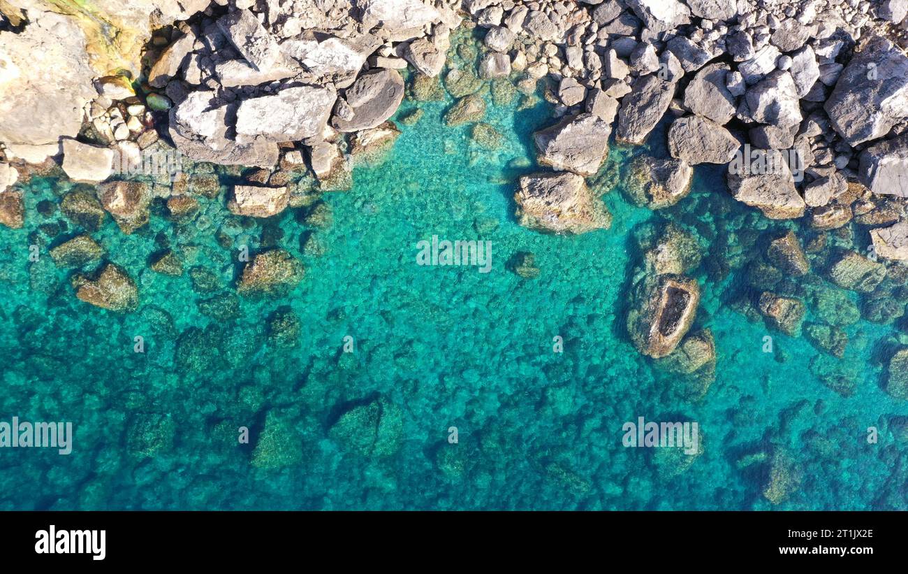 Birdview of mediterranean sea water of a lovely coastline- Mallorca ...