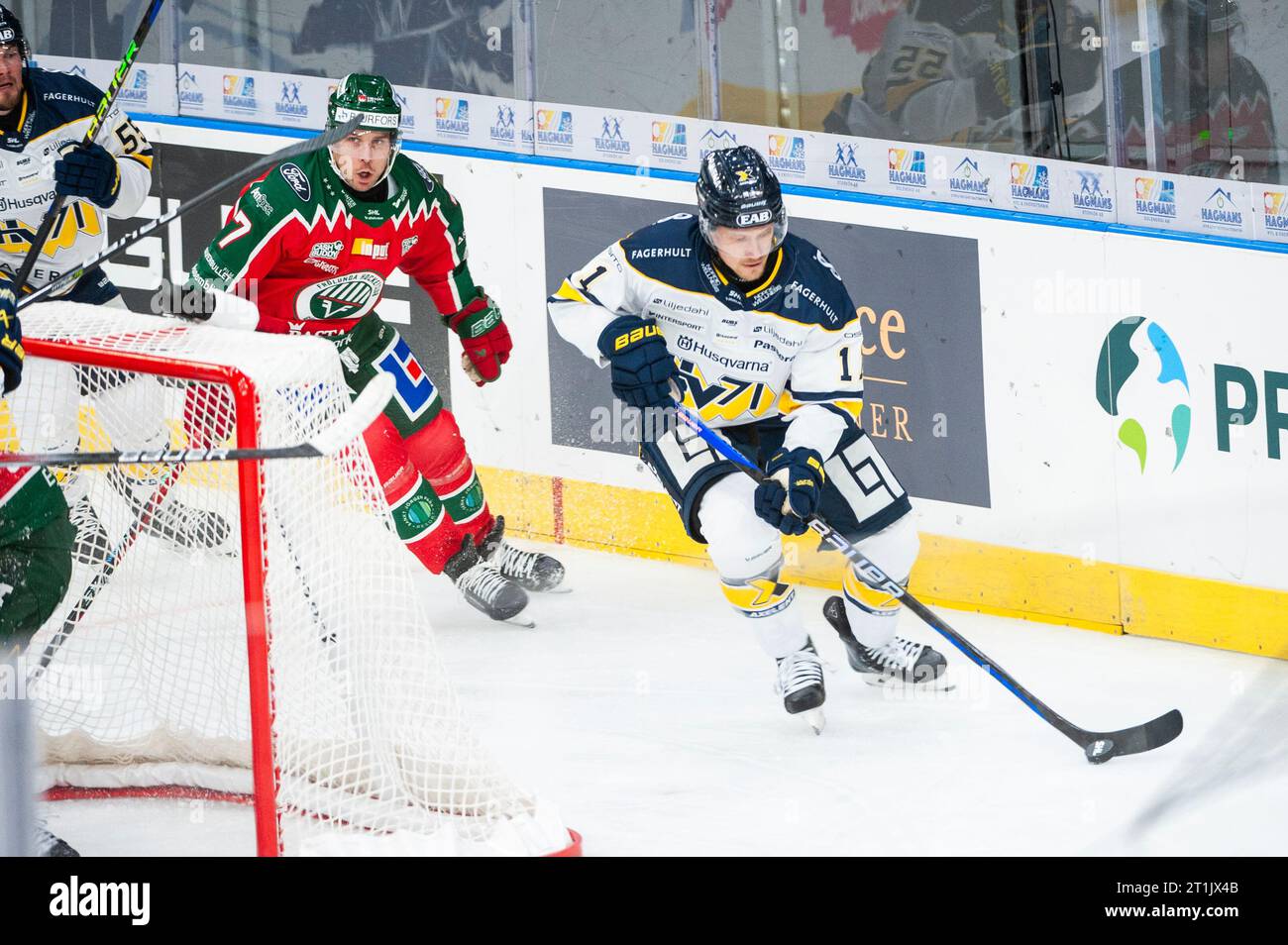 Gothenburg, Sweden. 14th Oct 2023. Isac Brännström of HV71 during the ice hockey match in the ...