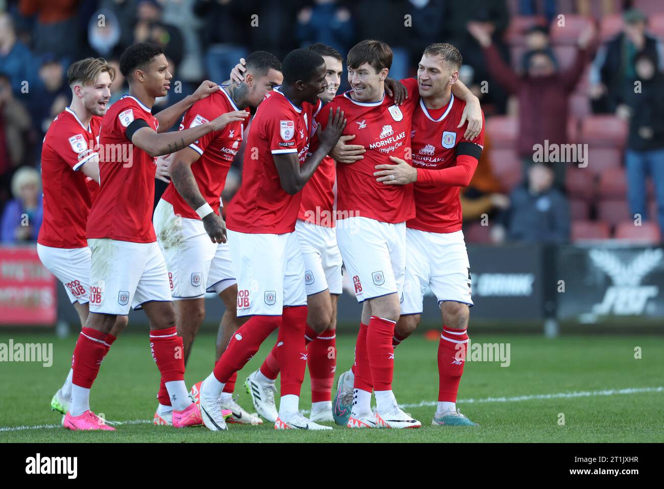 Chris Long of Crewe Alexandra celebrates their goal to make it 2-0 ...