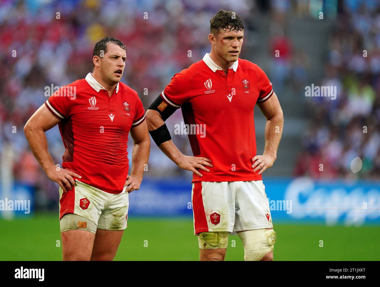 Wales' Ryan Elias (left) and Will Rowlands during the Rugby World Cup ...