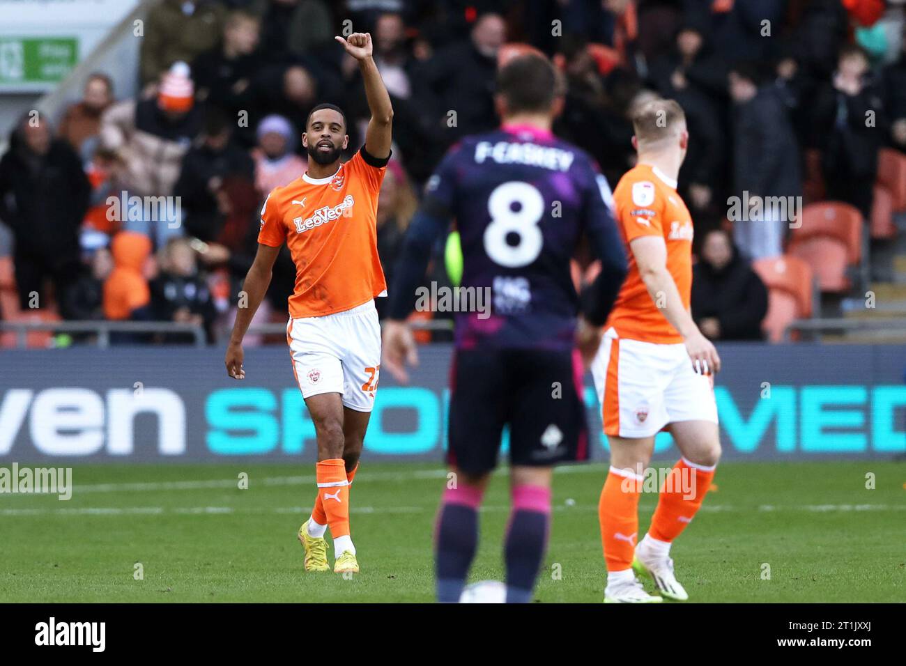 Blackpool’s CJ Hamilton (left) celebrates scoring their side's second ...