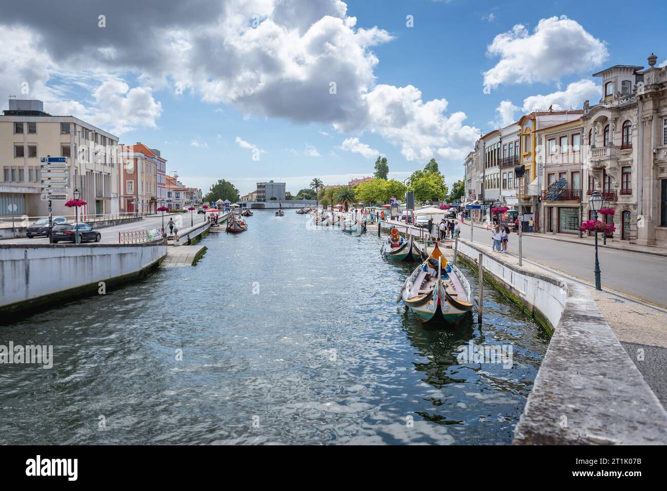 Water Canal And Moliceiros Boats In Old Town Of Aveiro City In Portugal