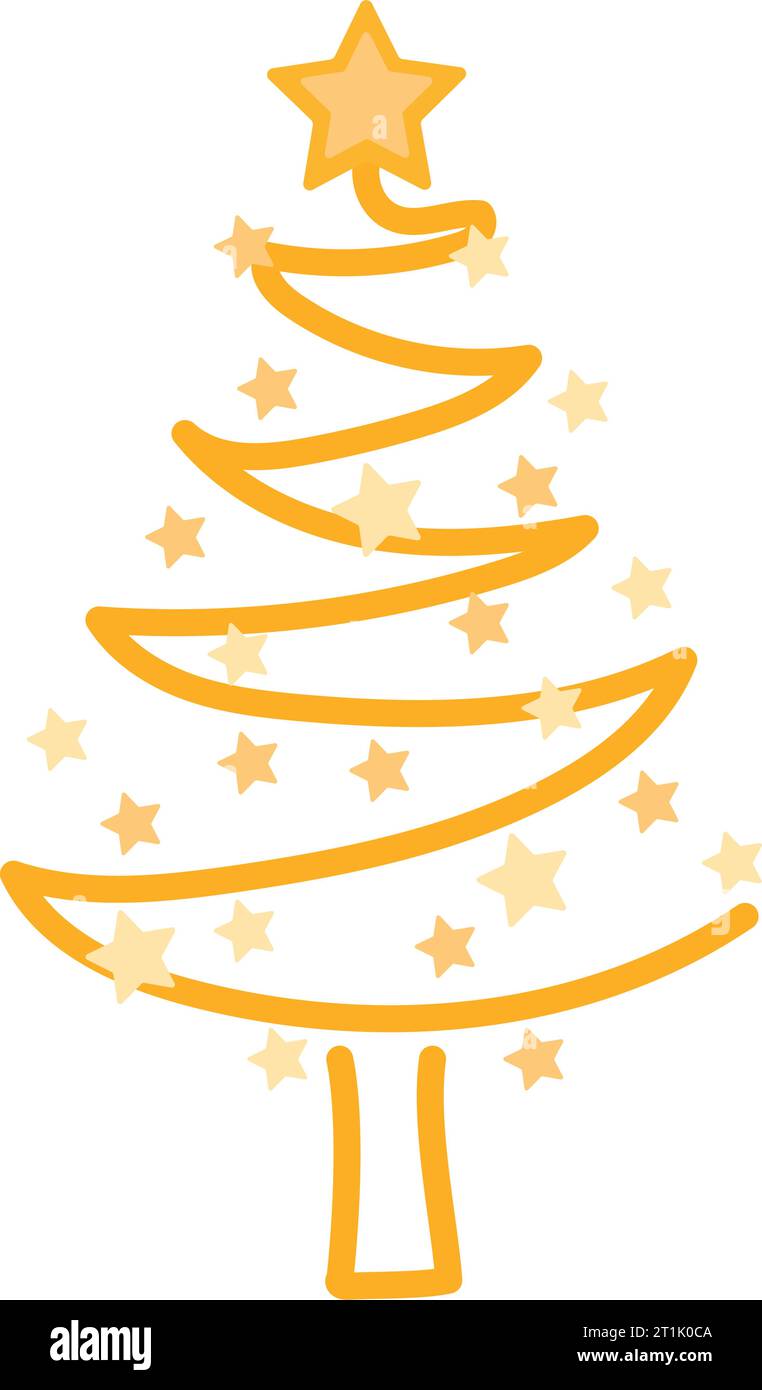 christmas golden tree with stars vector isolated Stock Vector Image ...