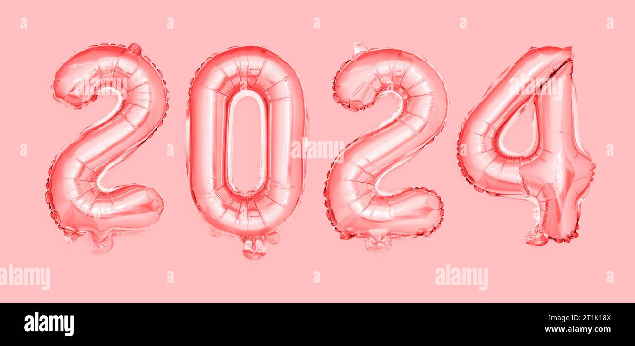 Pink foil balloons with the number 2024 Stock Photo - Alamy