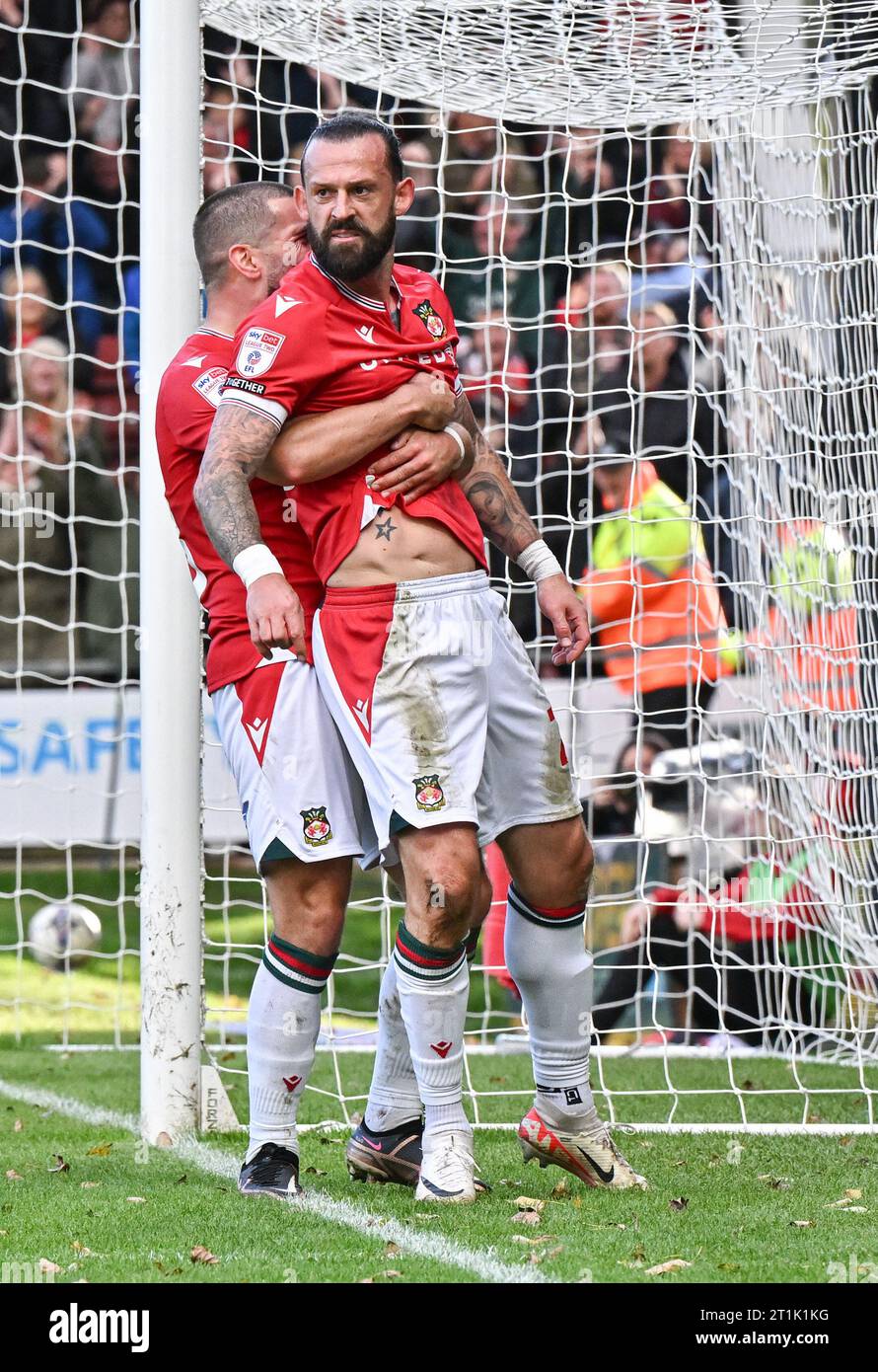 Steven Fletcher 26# of Wrexham Association Football Club celebrates his ...