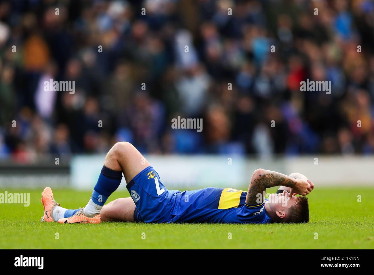 AFC Wimbledon's James Tilley reacts to the final whistle during the Sky ...