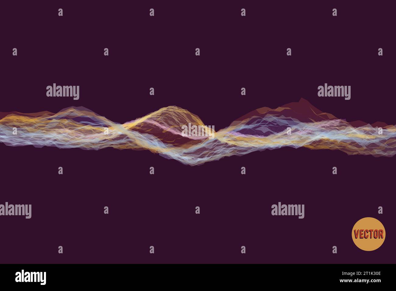 3D abstract waves oscillating with the glow of light. Abstract ...