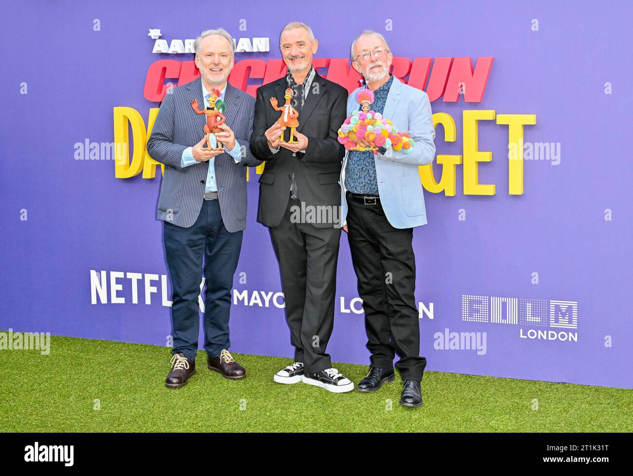 London, UK. 14th Oct, 2023. (L-R) Nick Park, Sam Fell and Peter Lord ...