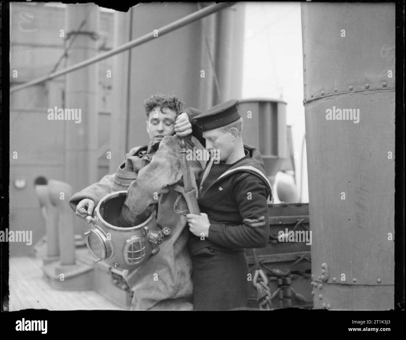 The Royal Navy during the Second World War A diver having his suit ...