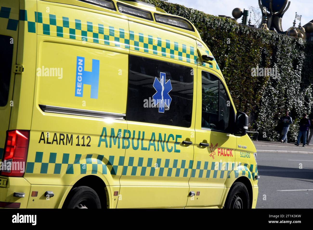 Copenhagen, Denmark /14 October. 2023/. Medical ambulance alarm 112 in ...