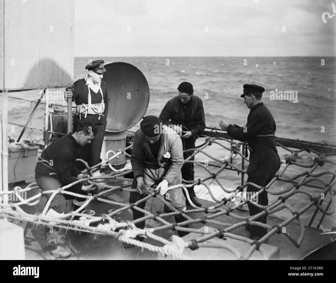 Survivors from a torpedoed ship Black and White Stock Photos & Images ...