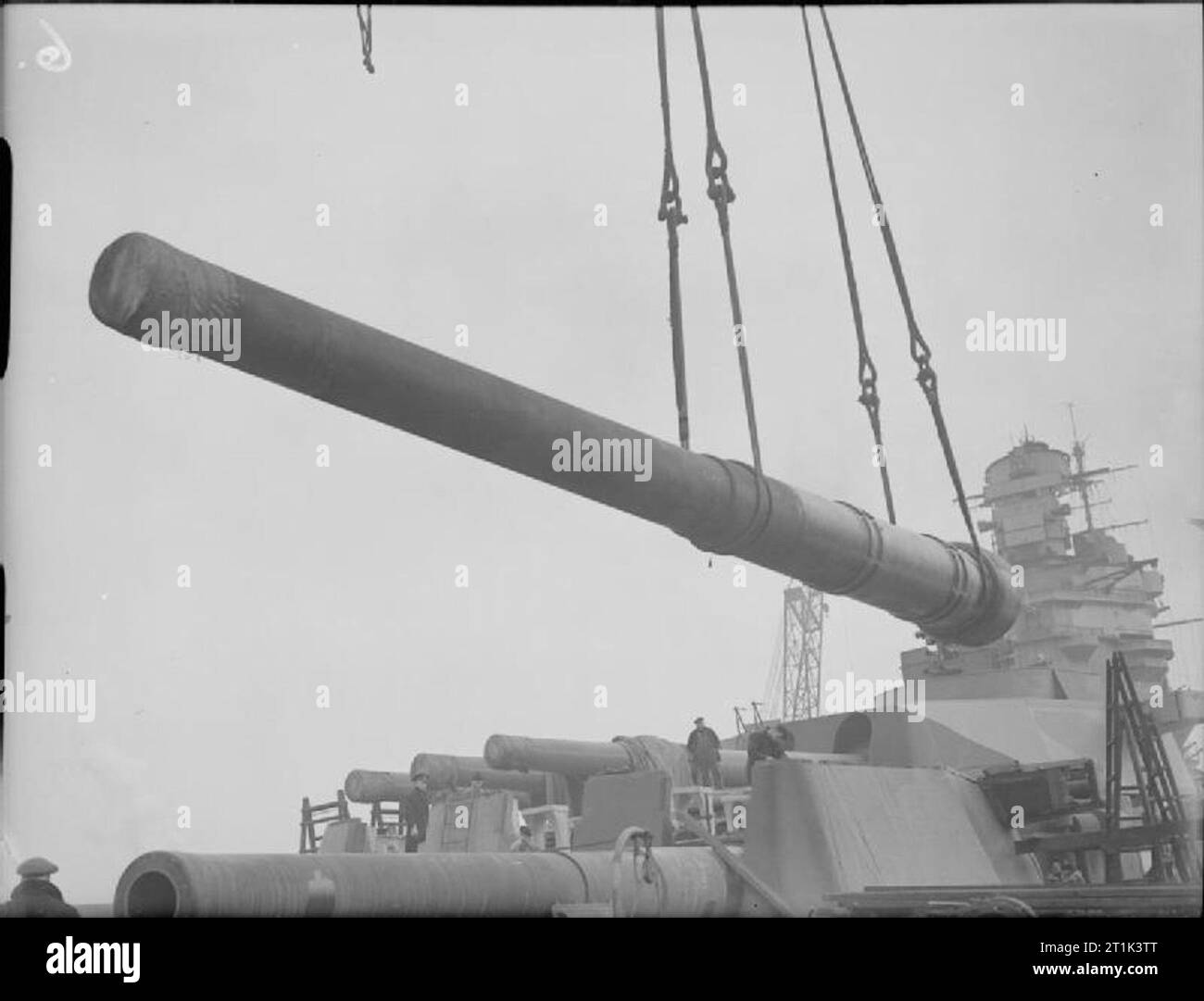 The Royal Navy during the Second World War Lowering the new 14 inch gun ...