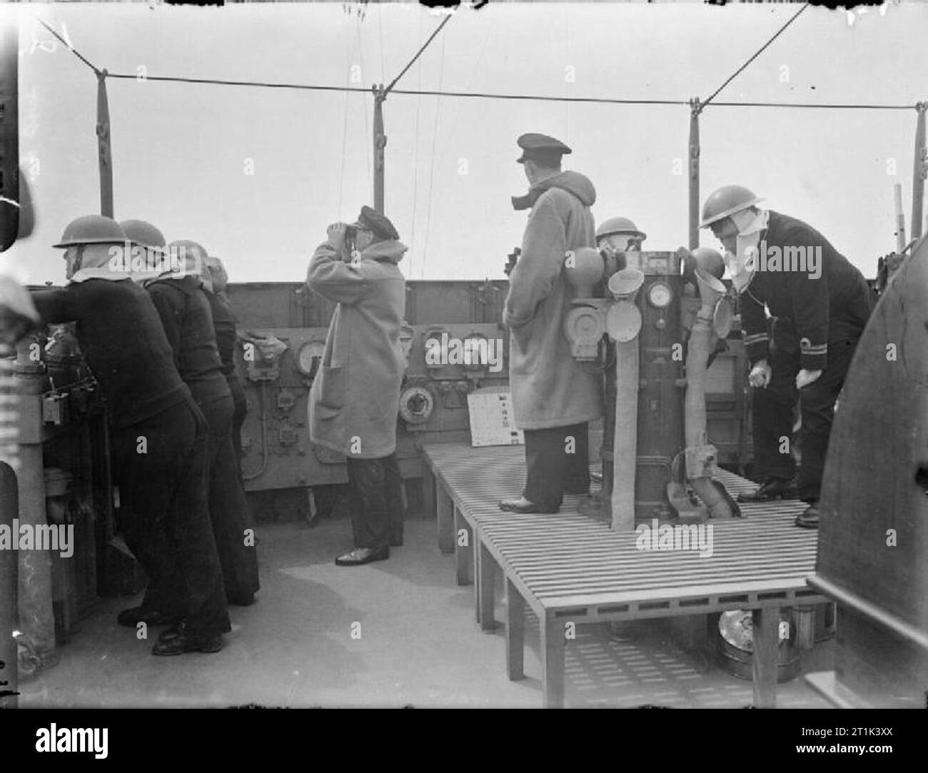 The Royal Navy during the Second World War Officers on the bridge of ...