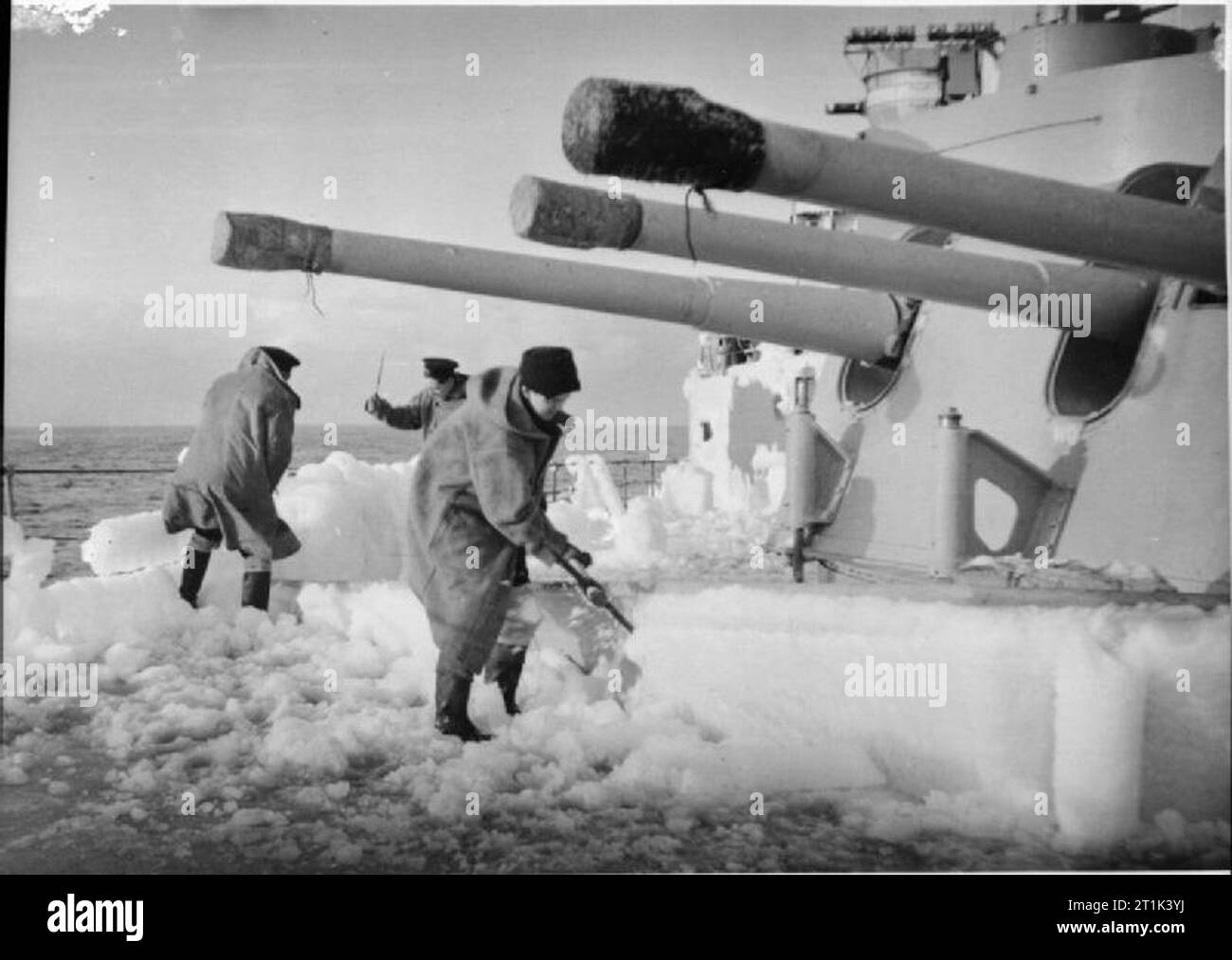 The Royal Navy during the Second World War Chipping the ice off deck ...