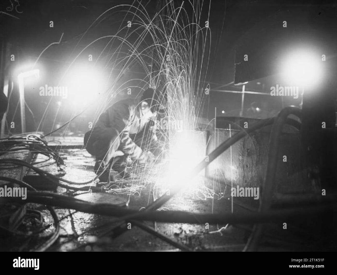 War Industry in Britain 1939-1945 Shipbuilding: A burner in operation ...