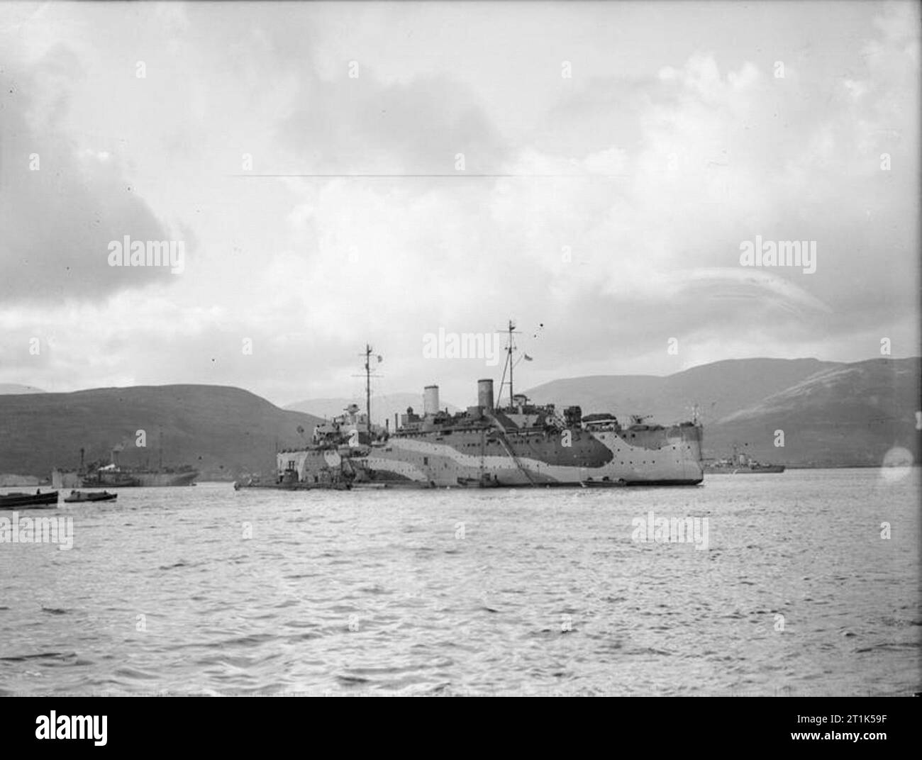 HMS Forth, the Submarine Depot Ship. 25 January 1943, Holy Loch Stock ...