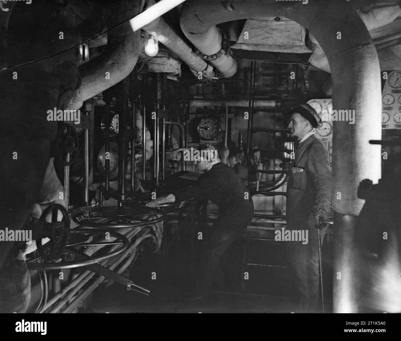 HMS Howe. August 1942. In one of the engine rooms, an ERA (engine room ...