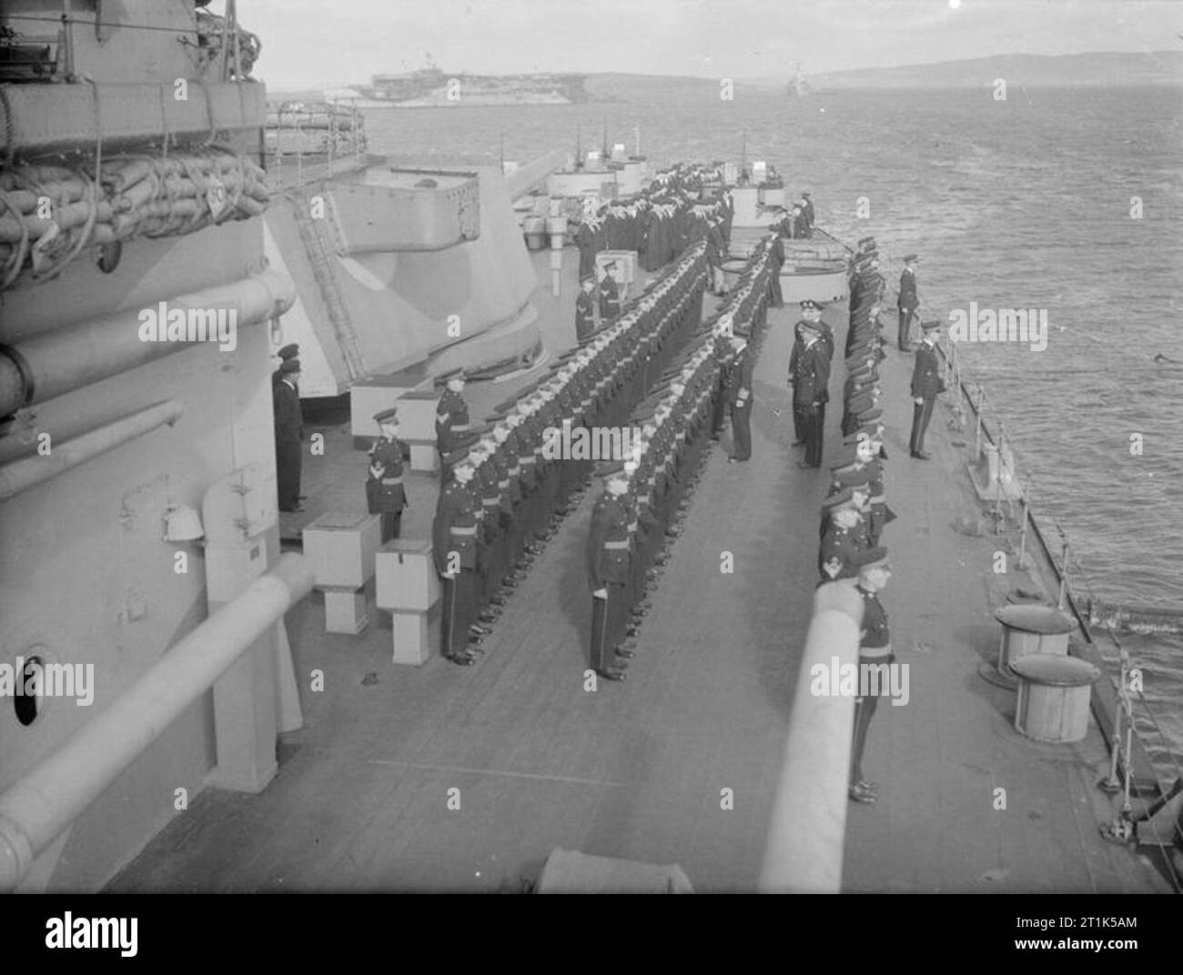 HMS Howe. August 1942. The C-in-C inspecting the Royal Marine ...