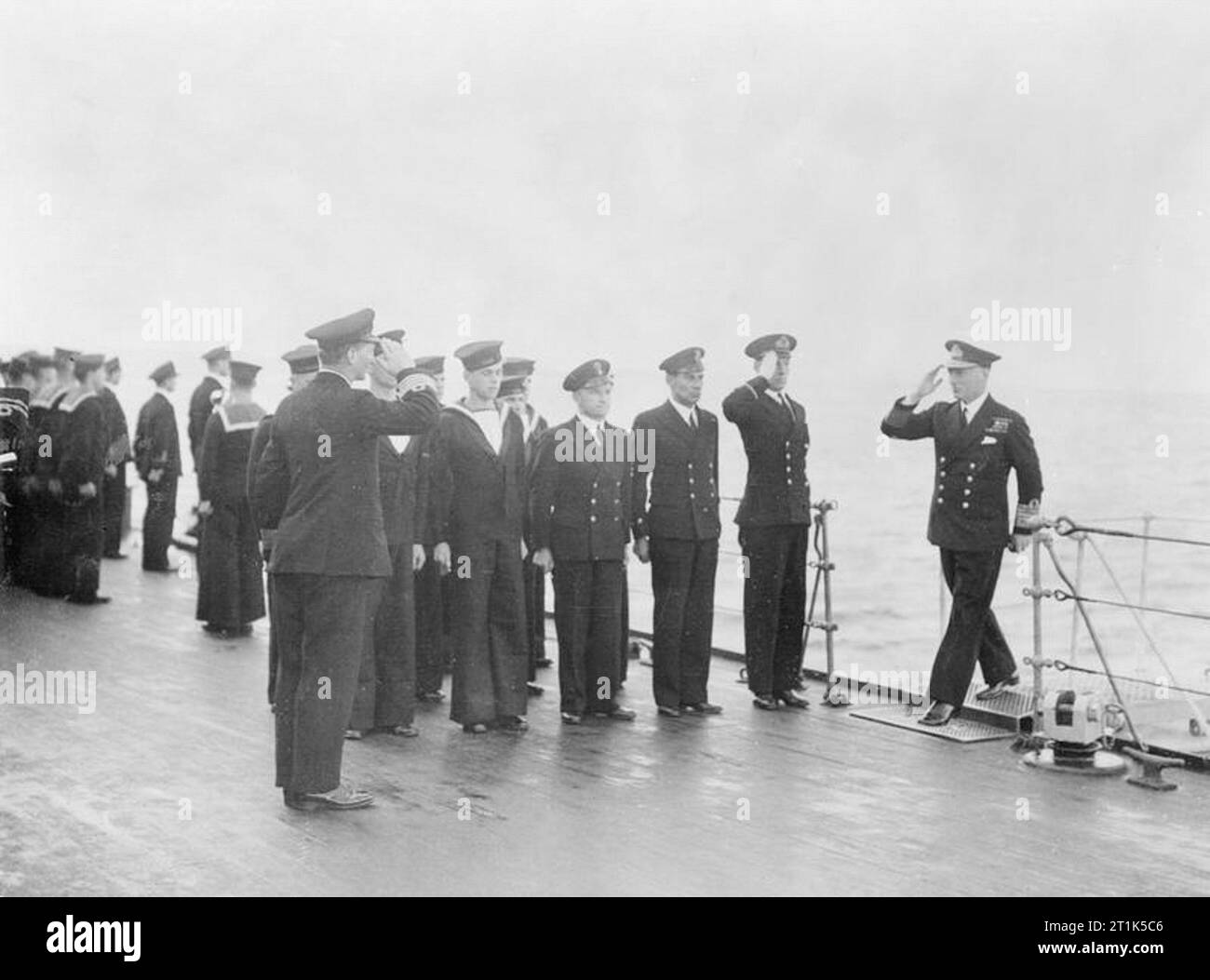 HMS Howe. August 1942. Admiral Sir John Tovey, C-in-C Home Fleet, comes ...