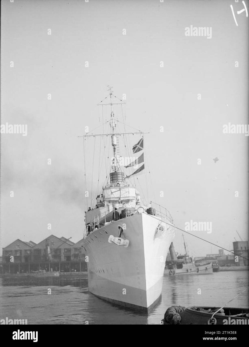 HMS Keppel. 10 March 1943, East India Dock. Bows on view of HMS KEPPEL ...