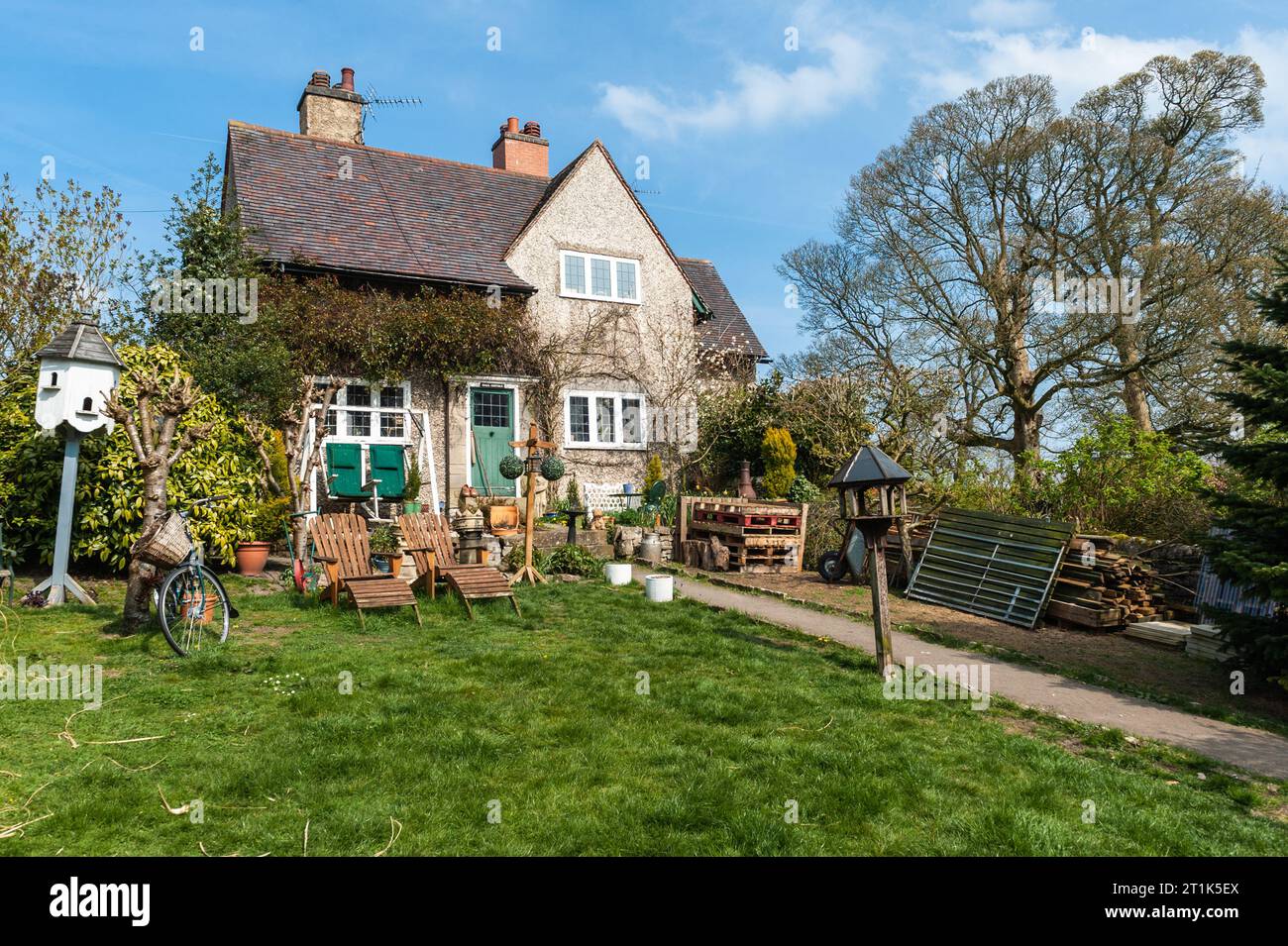 A view of a cottage in the Derbyshire village of Tissington in the Peak ...