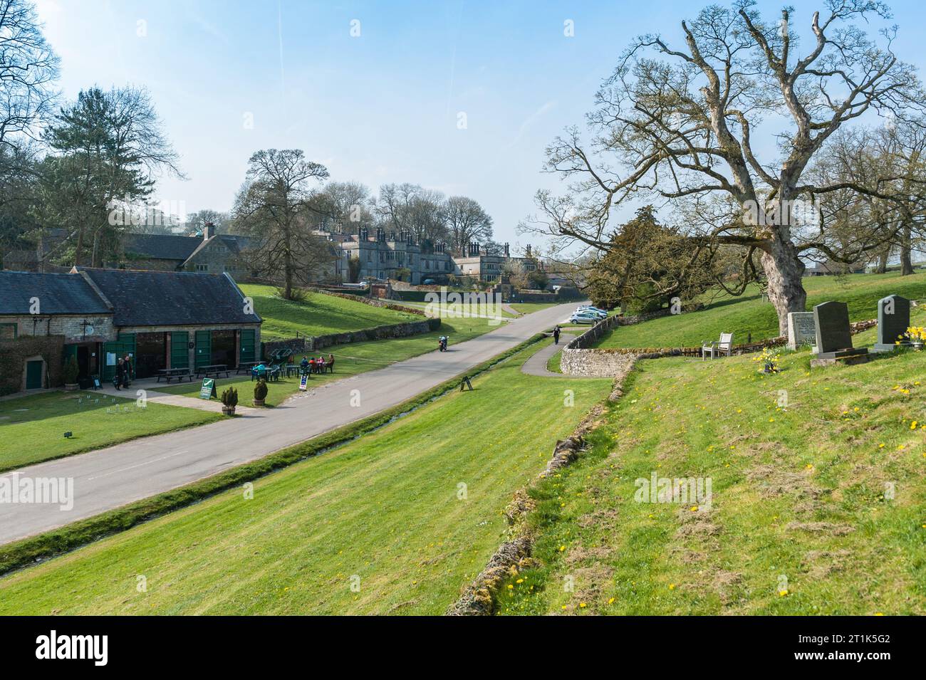 A view of the main thoroughfare in the village of Tissington in the ...