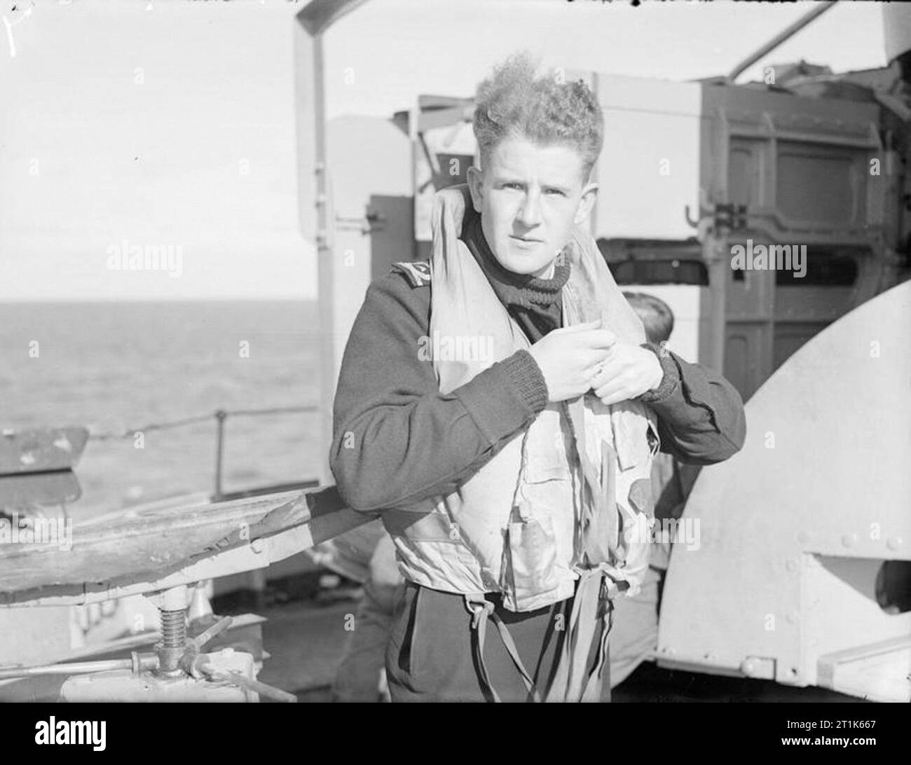 Navy Fighter Pilots Aboard a British Aircraft Carrier. 4 January 1943 ...