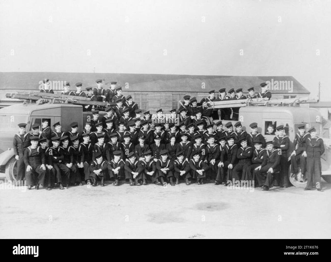 Navy's Future Firemen. Trainees of a naval fire fighting school on the ...