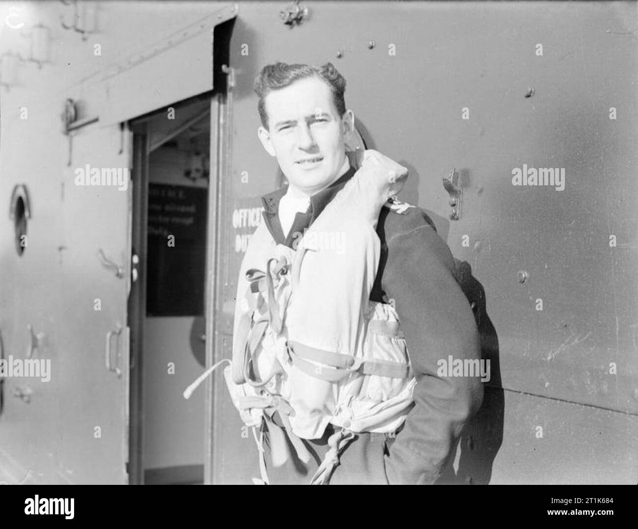 Navy Fighter Pilots Aboard a British Aircraft Carrier. 4 January 1943 ...
